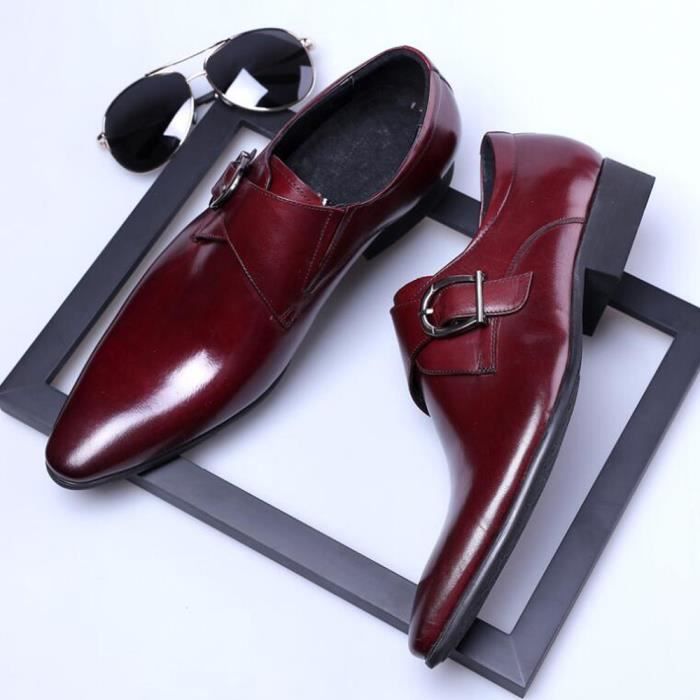 Richelieu Chaussures Cuir Habillées pour Hommes Rouge Rouge - Cdiscount ...