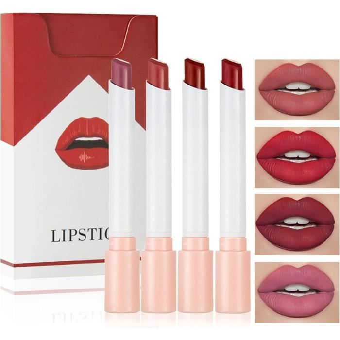 4 Couleurs Rouge À Lèvres Mat Set,Maquillage Pour Les Lèvres Longue ...