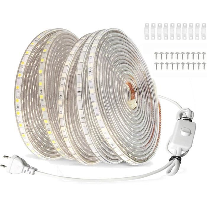 25M Ruban À Led Avec Interrupteur - Rouge, Bande Lumineuse 220V, 60 ...