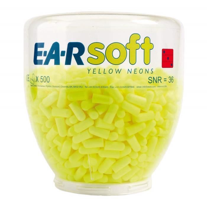 Bonbonne de bouchons d'oreilles 3M™ E-A-Rsoft™ Yellow Neon PD-01-00290 ...