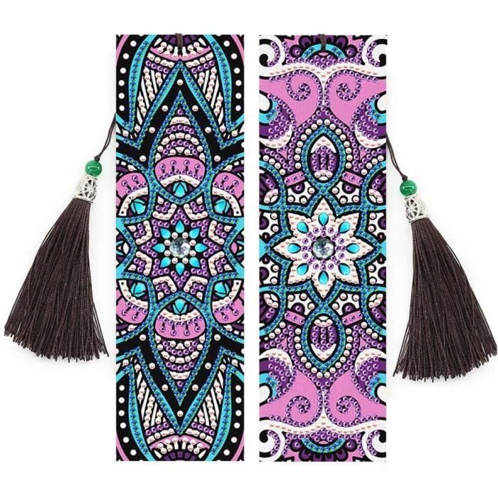 2 Pièces 5D Diamant Peinture Signets, Marque Page Gland Cuir, Numéro ...