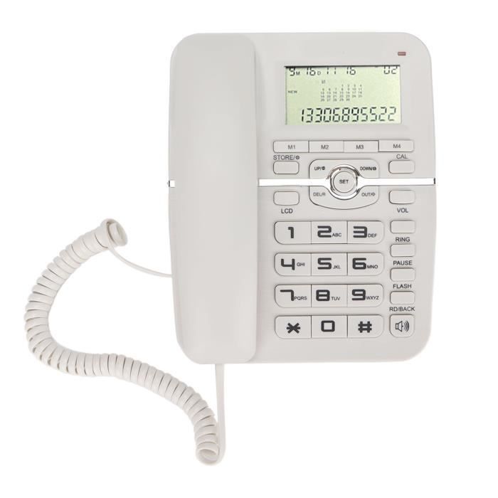 TMISHION Téléphone filaire standard Téléphone filaire de bureau KX‑T2028CID 4 groupes de ...
