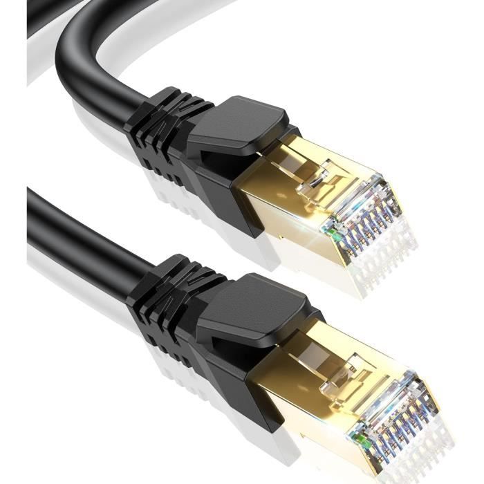 Cat 8 Câble Ethernet 3M Rj45 Réseau Haut Débit 40Gbps 2000Mhz Sftp Compatible Avec Ps5 Ps4 Pc Tv ...
