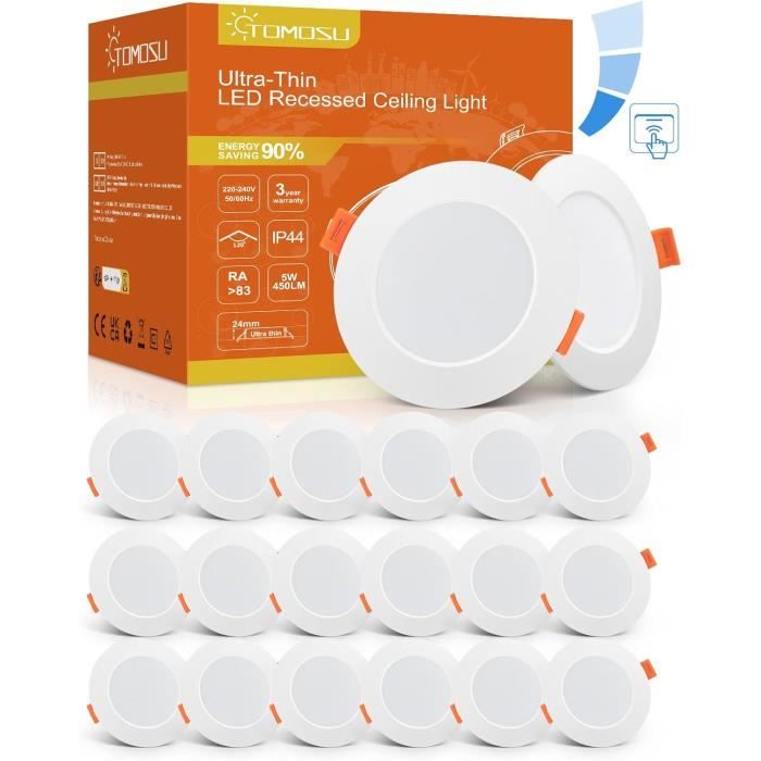 Spot Led Encastrable Dimmable Extra Plat, 5W 450Lm Equivalent 50W Incandescence, Ip44 Spot ...