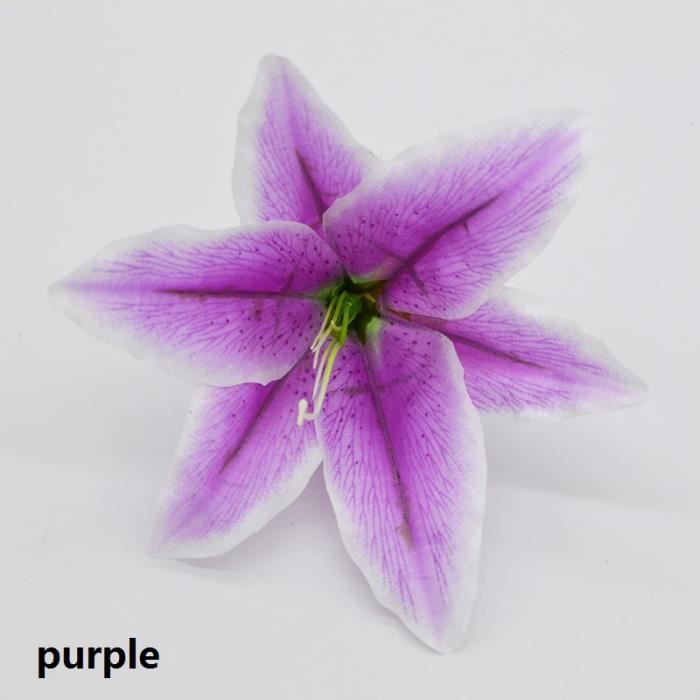 Purple Têtes de fleurs artificielles de lys en soie 10 pièceslot 18cm ...