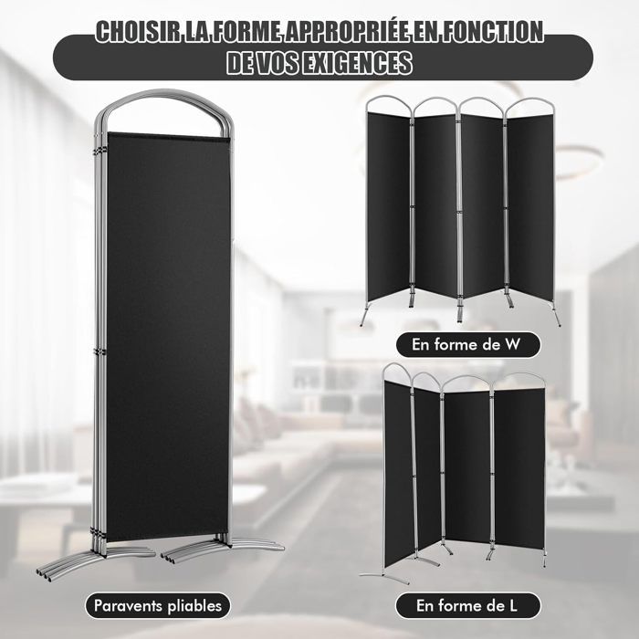 GIANTEX Paravent à 4 Panneaux Pliable- 221 x 188 cm-Closion/Séparateur ...
