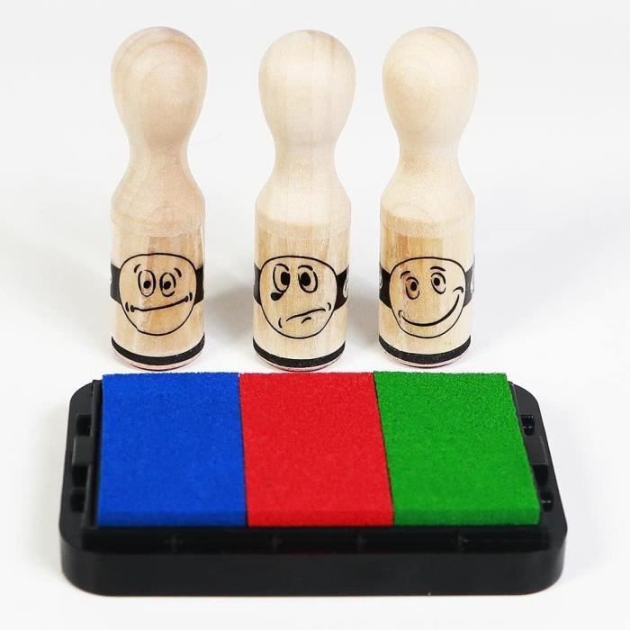 Tampons À Imprimer - Tampon Coloré Bois Smiley Lot 3 - Cdiscount Beaux ...