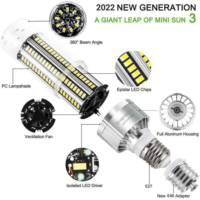 54W Ampoule Led Maïs (Équivalent 400 Watts) E27-E40 Grand Support De Lampe Mogul Lampe Led 6500K ...