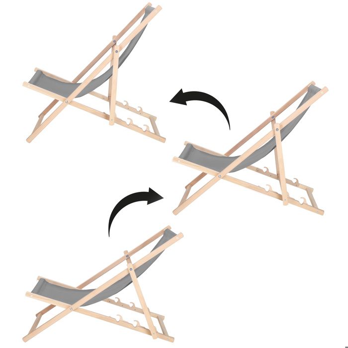 Springos® Transat pliable en bois – idéal pour le jardin, la plage ou ...