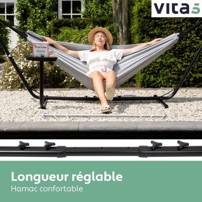 VITA5 Hamac sur Pied Exterieur avec Table d’Appoint intégrée - Hamacs 2 ...