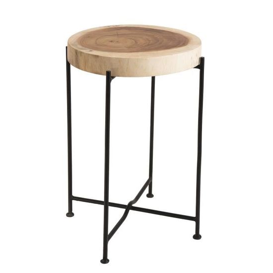 Table d'appoint ronde ethnique en bois mungur massif naturel - Pieds en ...
