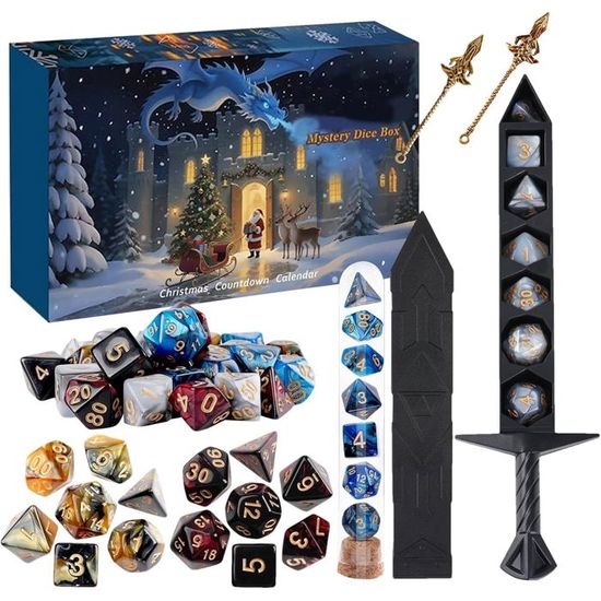 Calendrier De L'avent 2025, Set De Dés Jdr Polyédriques Avec Boîte De ...