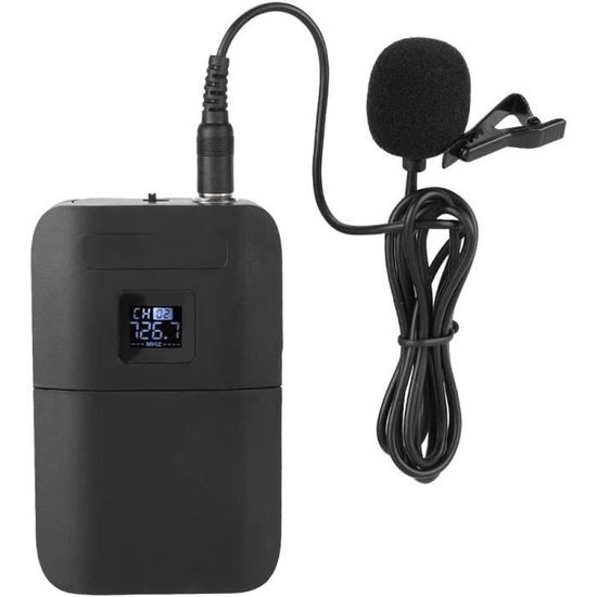 Microphone à Pince à Revers Micro VHF sans Fil Portable Système de Microphone Lavalier sans Fil ...