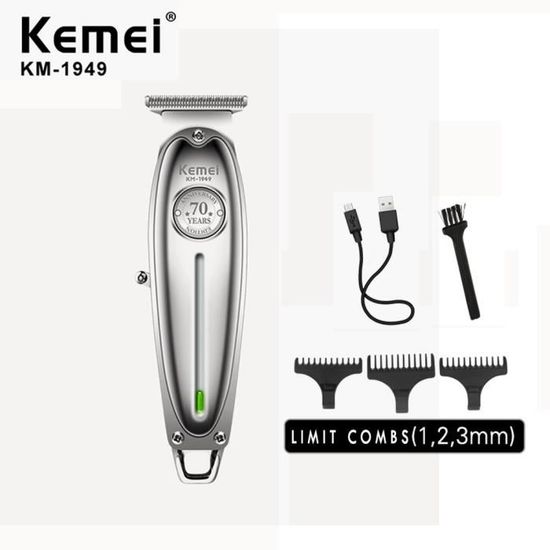Sans boîte Kemei 1949 – tondeuse à cheveux professionnelle, rasoir électrique sans fil en métal ...