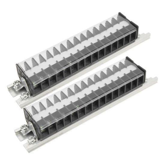 2 Pièces Bornier Double Rangée 660V 15A 10 Positions Bornier Barrette ...