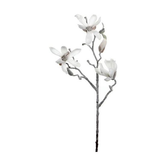 HOUSE OF SEASONS Magnolia White flocked-l43cm Fleurs artificielles ...