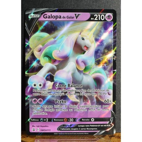 Carte Pokémon Galopa de Galar V 210 PV SWSH111 Promo NEUF FR ...