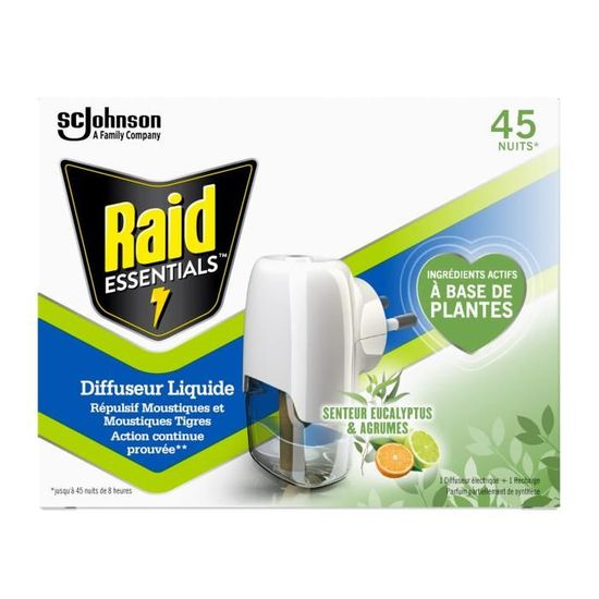 Raid Essentials Diffuseur Électrique Liquide Répulsif Moustiques ...