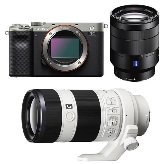 Sony appareil photo hybride alpha 7c silver + fe 24-70 f/4 + fe 70-200 ...