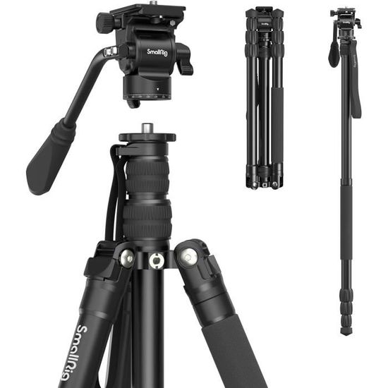SMALLRIG 183cm Trépied avec Tête Fluide, Alm Trépied Monopode, 3kg Load ...