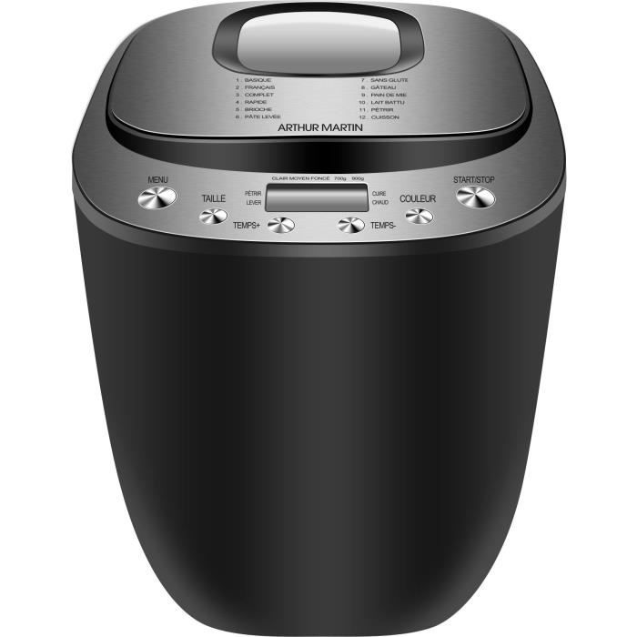 Machine à pain ARTHUR MARTIN - AMP716 - 12 programmes de cuisson - Cuve ...