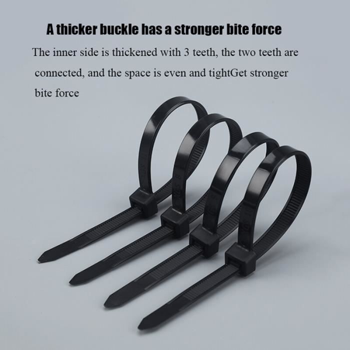 Attache de câble - Nylon - 4x200mm - Noir - Pack de 100 - Autobloquant ...