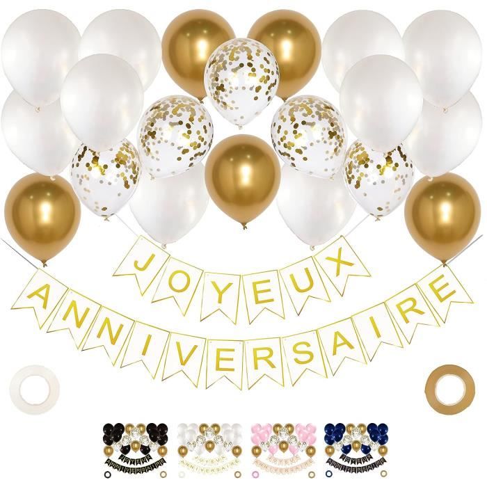 Set Décoration Joyeux Anniversaire Doré Chic Glamour Avec Ballons ...