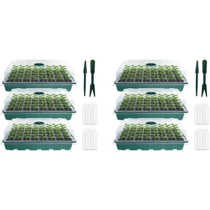 6X Serre Semences Plateaux de Semis Plante Germination Boîte de Pots de ...