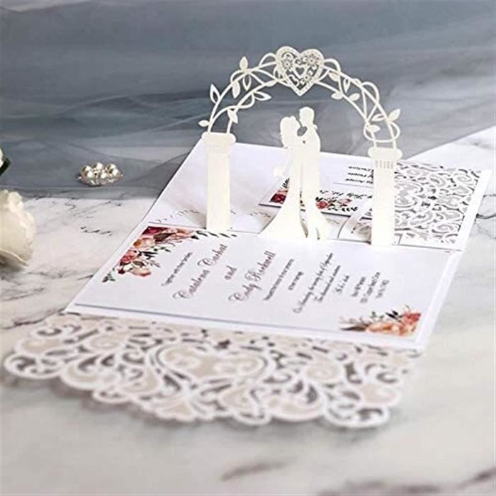 Carte d'invitation de mariage 4pc Carte Invitations 3D Tri-Fold Cartes ...