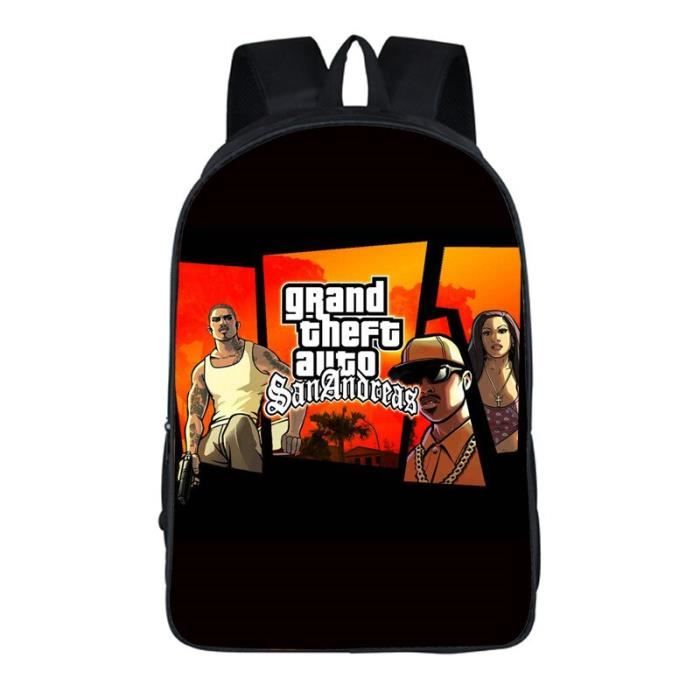 Cartoon Grand Theft Auto GTA5 3D Backpack School Bag Book Bag Zipper ...