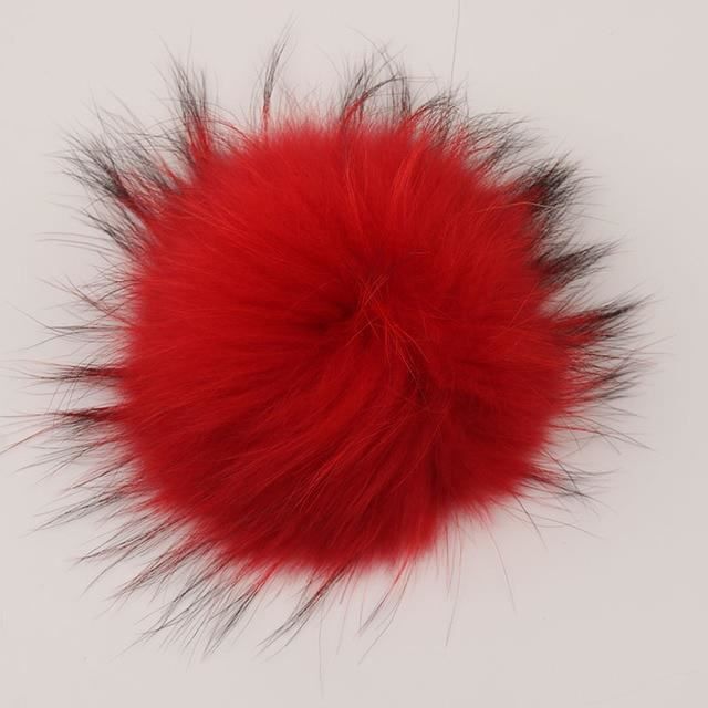 Rouge - Pompon en vraie fourrure de raton laveur, Pompon en fourrure ...