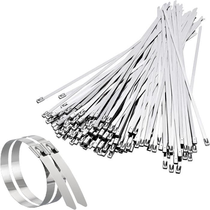 Collier De Serrage Inox 100 Pièces, 200Mm×4,6Mm Attache Câblées Acier ...