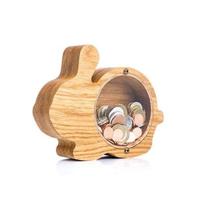 Piece - Monnaie Wooden Animal Piggy Bank Coin Change Bank Rabbit Whale ...
