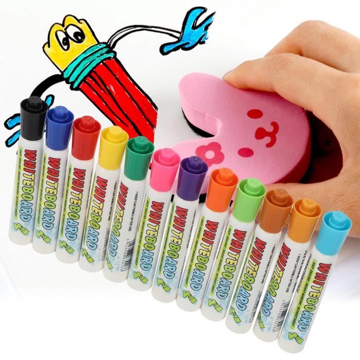 Drfeify Lot de Feutres effaçables Pour Tableau Blanc 12 Couleurs GA588 ...