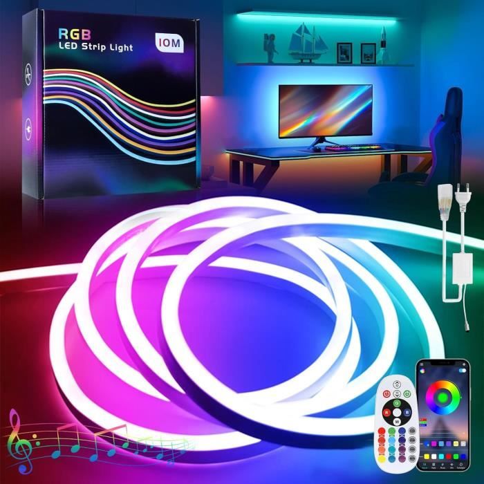 Rgb Ruban Led Néon, 2M Bande Led Ip65 Étanche 220V Dimmable Flexible ...