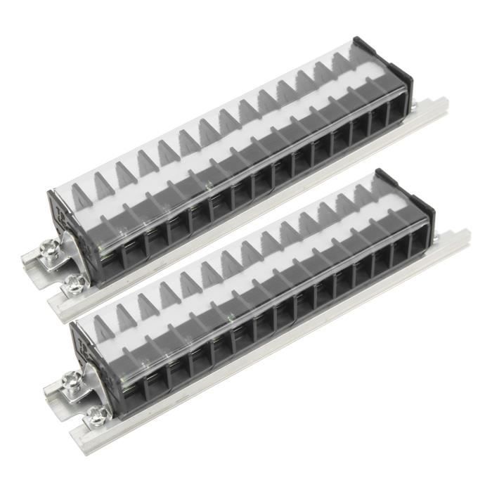 2 Pièces Bornier Double Rangée 660V 15A 10 Positions Bornier Barrette ...
