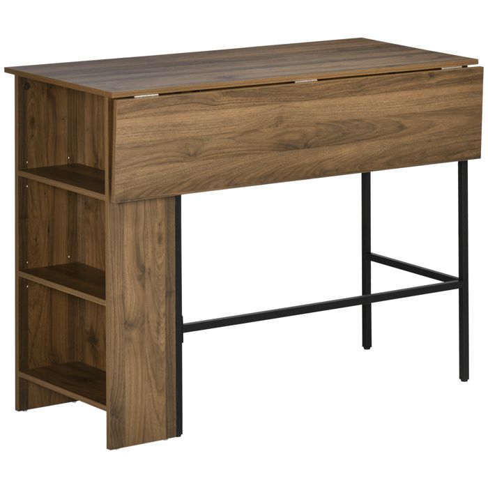 Table de bar avec rangement HOMCOM Table Bistrot Ilot central plateau ...