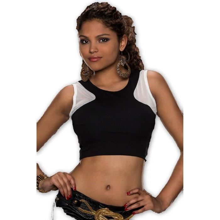 Polo ALJAU Mesh Brochage Crop Club féminin Top (cv_lc25182-2, noir ...