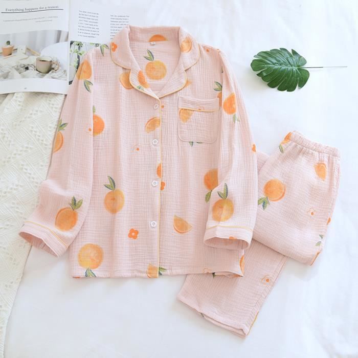 Pyjamas femmes - imprimé dessin animé Orange 2022 coton Orange_pink ...