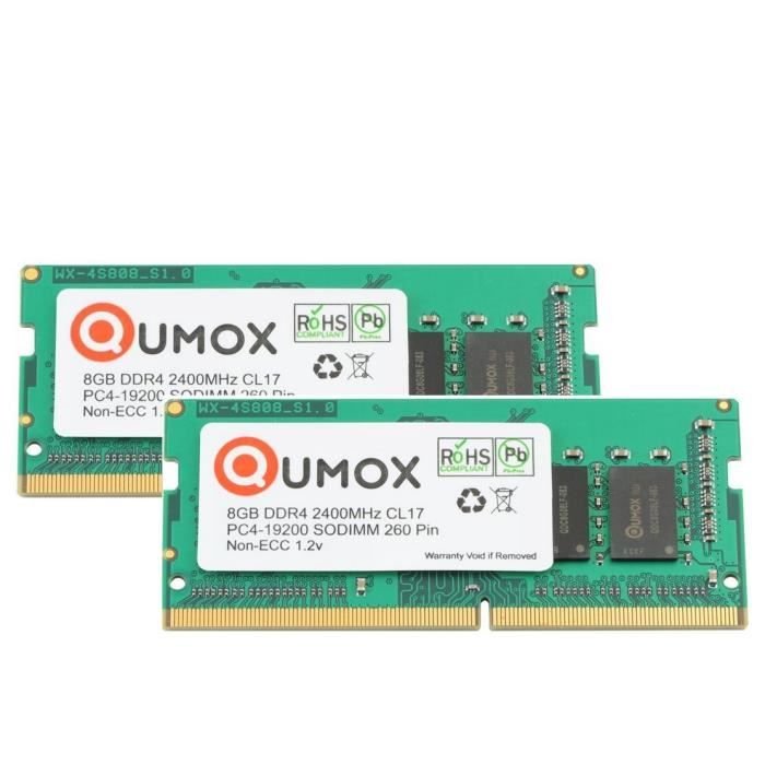 QUMOX 16 Go (2x 8Go) DDR4 2400 2400MHz PC4-19200 PC-19200 (260 PIN) SODIMM mémoire 2* 8Go pour ...