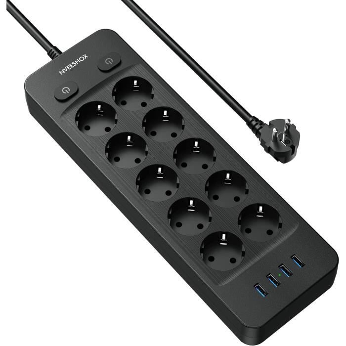 Multiprise Electrique (16A-4000W), Multiprise 10 Prises Avec 4 Ports ...