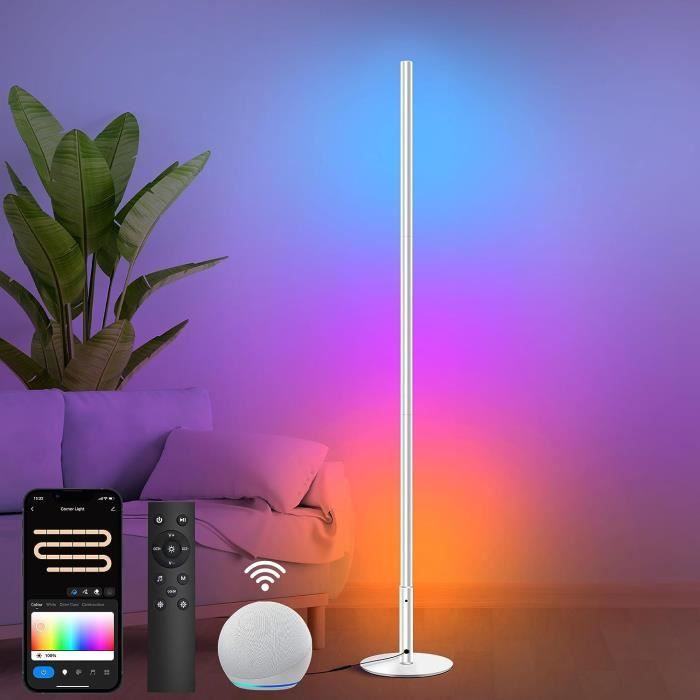 RGB LED Lampadaire sur Pied Salon, WiFi Lampadaire sur Pied Fonctionne avec Alexa, Google ...