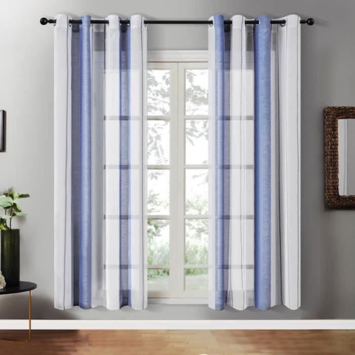 VOILE - VOILAGE Topfinel Rideau Voilage - Bleu Marine 140x220cm 2pcs ... VOILE - VOILAGE Topfinel Rideau Voilage - Bleu Marine 140x220cm 2pcs ...
