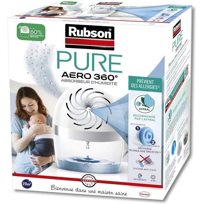 Rubson Aero 360° Pure | Absorbeur D'Humidité (1 Appareil + 1 Recharge ...