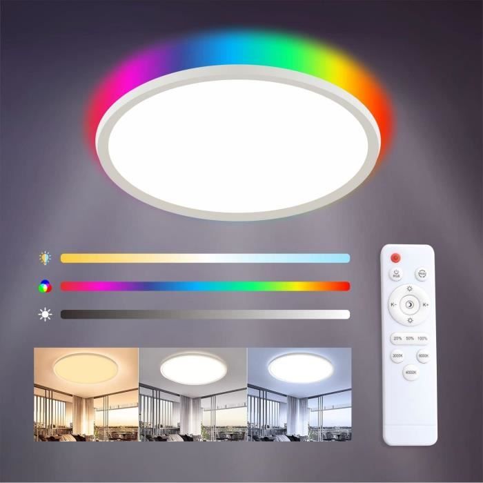 Plafonnier Led Dimmable 24W,Moderne Luminaire Plafonnier Télécommande ...