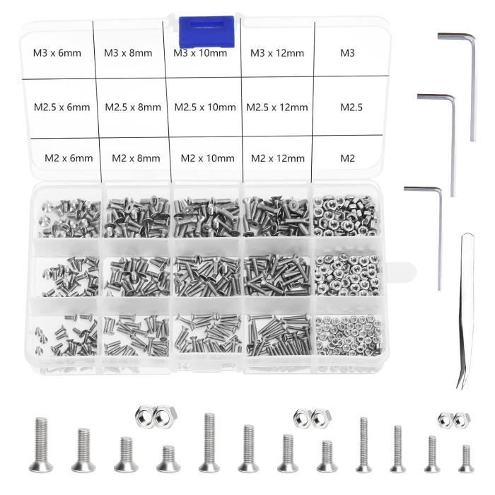 360Pcs Vis Socket Et 210 Ecrous Autobloquants Inox Assortiment Vis À Tête Fraisée M2-M2.5-M3 ...