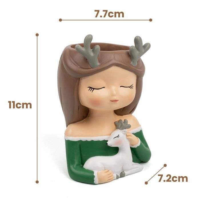 VASE,F--Pot de fleur en résine pour filles, Figurine tête de visage ...