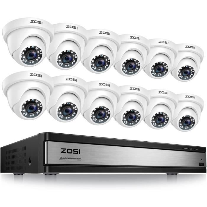 ZOSI 1080P H.265+ Kit Caméra de Surveillance, 16CH DVR avec 12 Caméras ...
