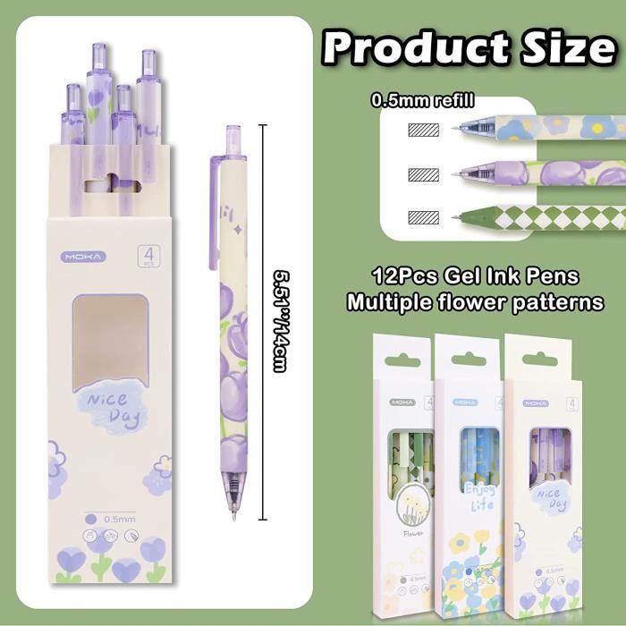 12 Stylo Gel Kawaii , Stylos Kawaii Cartoon, 0.5mm Mignon Stylo-Bille ...