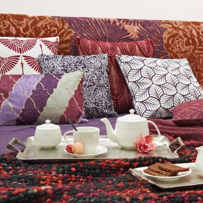 Housse de coussin en lin violet et mauve 50x30 - Cdiscount Maison